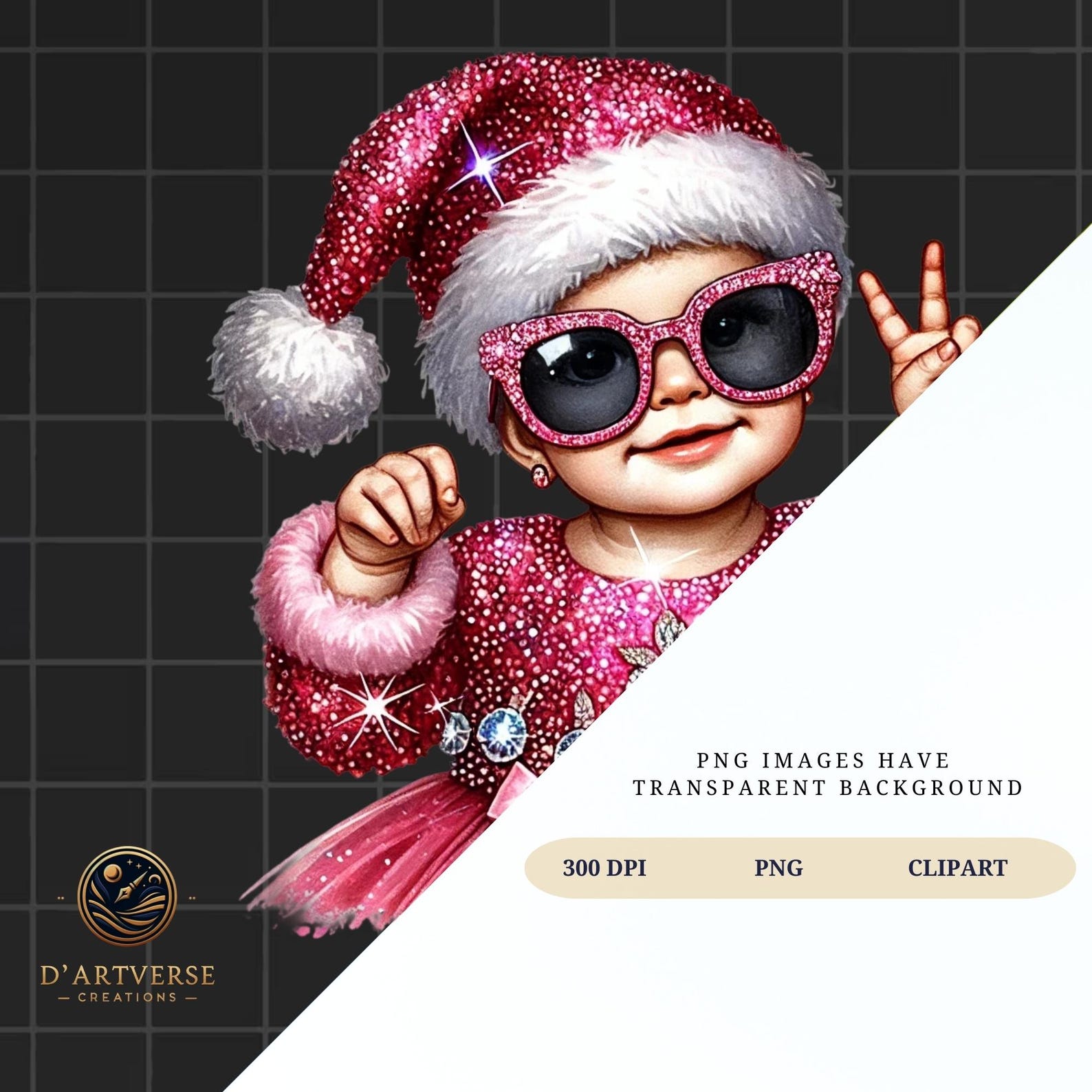 Watercolor Santa Baby Clipart Bundle Pink Christmas Baby Graphics ...