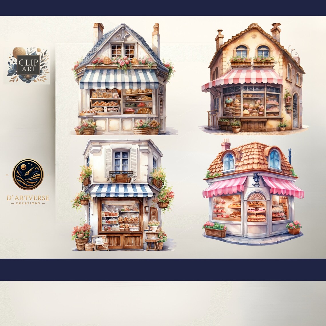 Watercolor Bakery Clipart Png Bread Sweet Treats Breakfast Shop Design ...