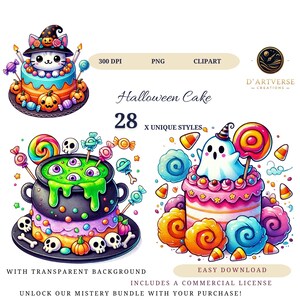 Watercolor Halloween Cake Clipart Spooky Cute Ghosts PNG Halloween ...
