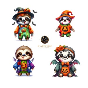 Cute Zombie Sloths Clipart Halloween Watercolor Sloth PNG Bundle ...