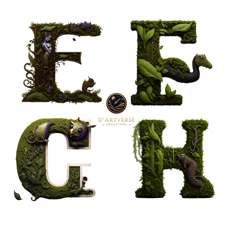 Magical Alphabet Clipart Fantasy Creatures Letters Digital Download ...