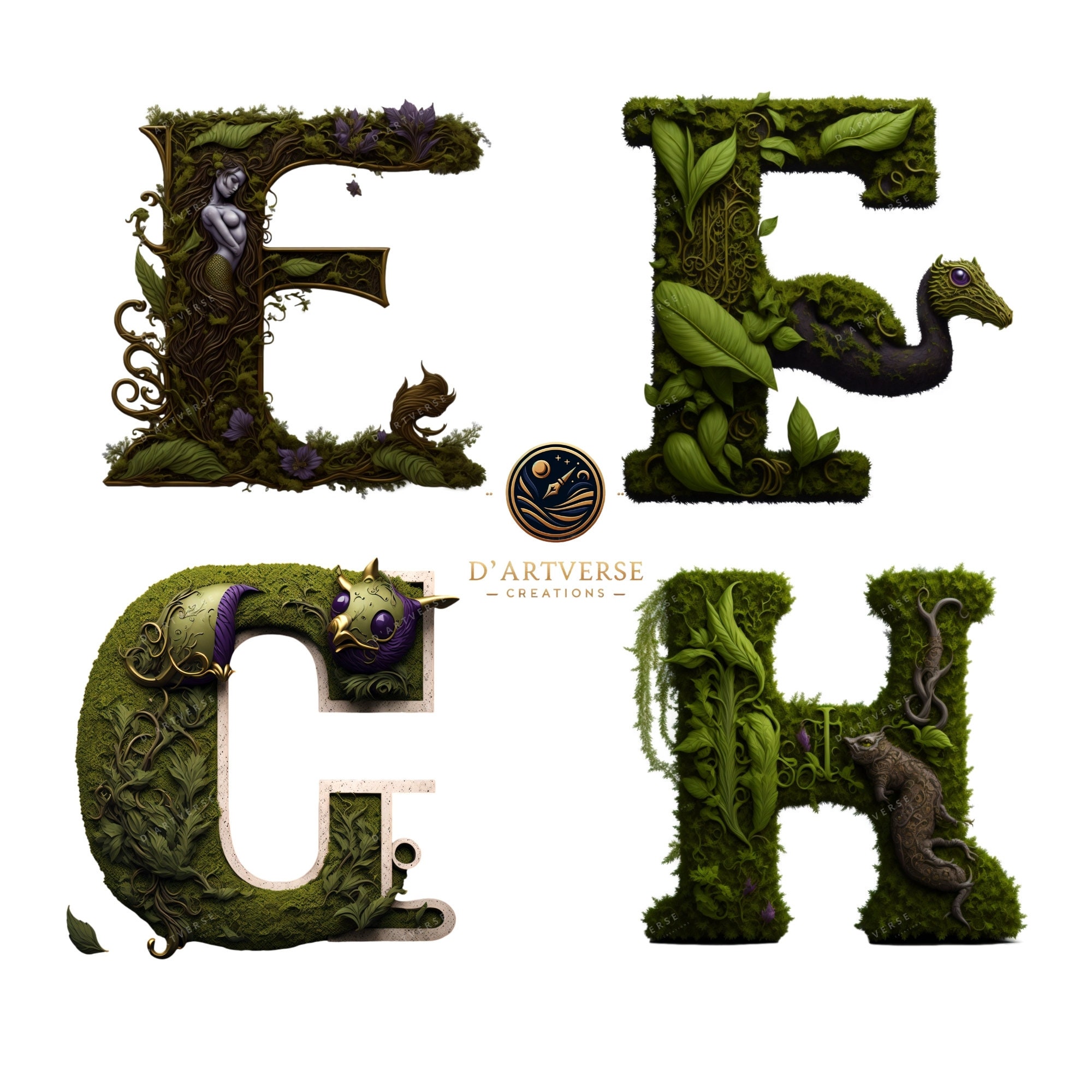 Magical Alphabet Clipart Fantasy Creatures Letters Digital Download ...