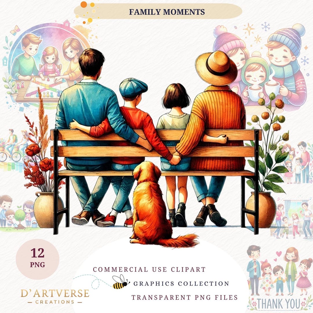 Watercolor Family Moments Clipart PNG Family Illustration Heartwarming ...