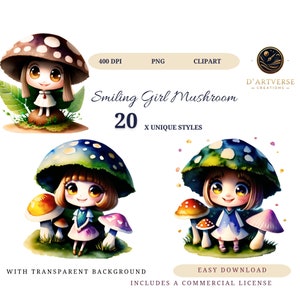 Mushroom Watercolor Clipart Mega Bundle Cute Mushroom Magical Clipart ...