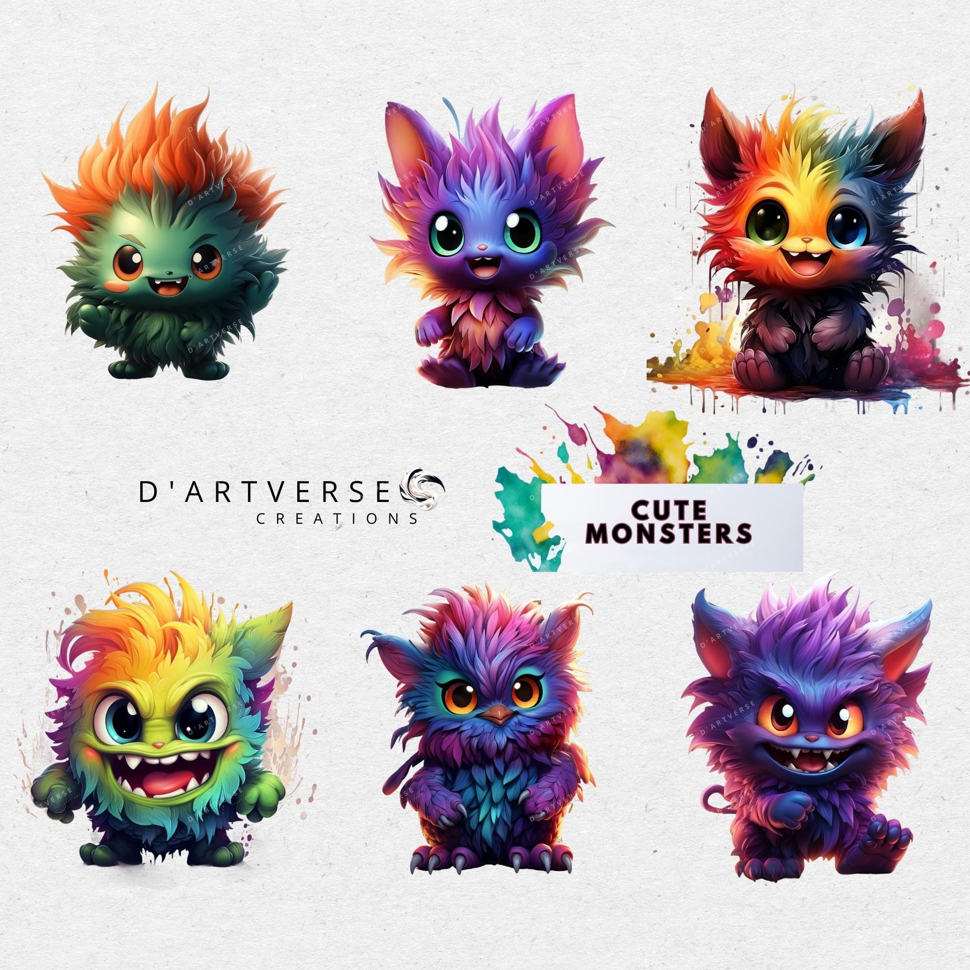 Cute Monster Clipart Little Monster Art Plush Monster Fantasy Halloween ...