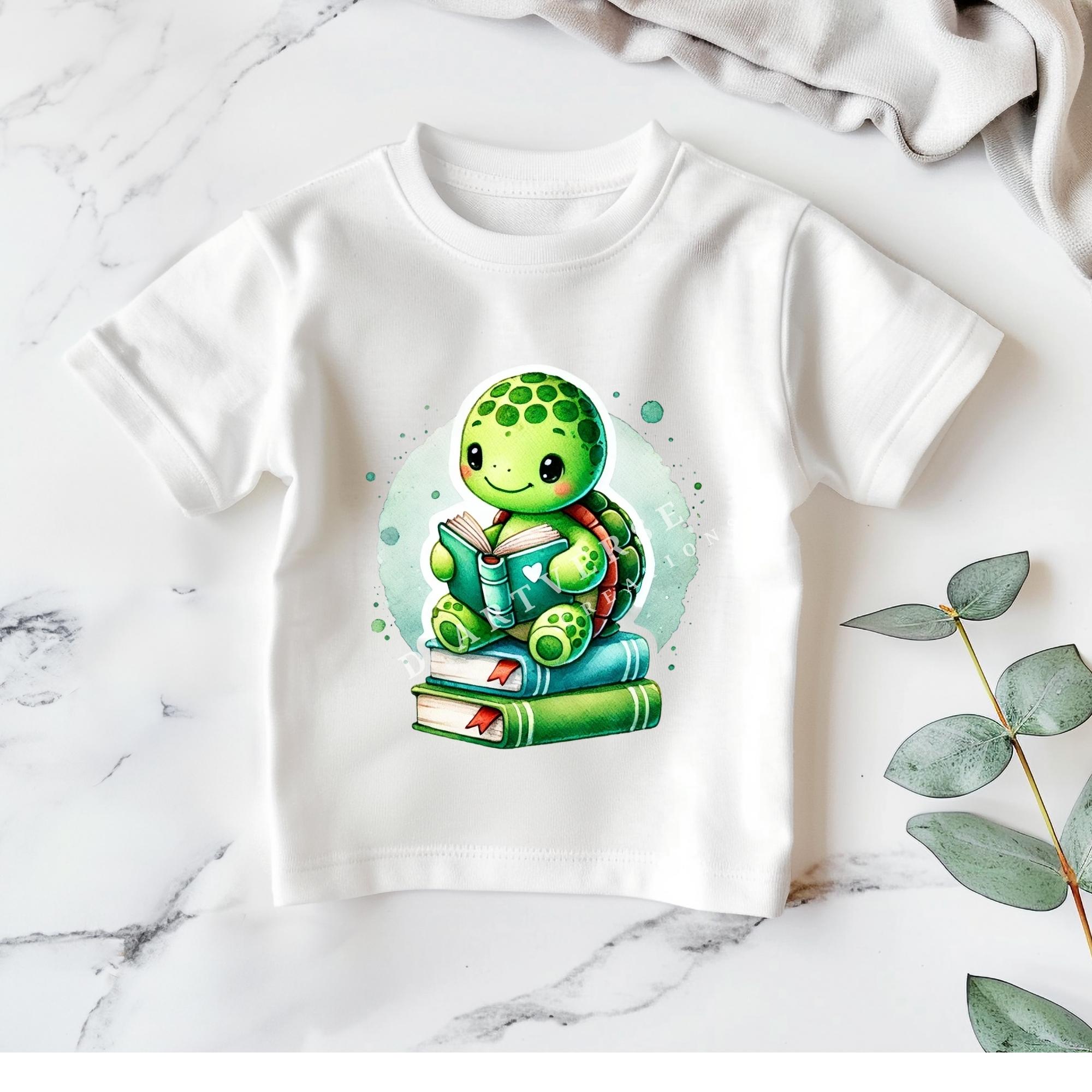 Cute School Turtle Clipart PNG Reading Book Animal Kids Digital ...