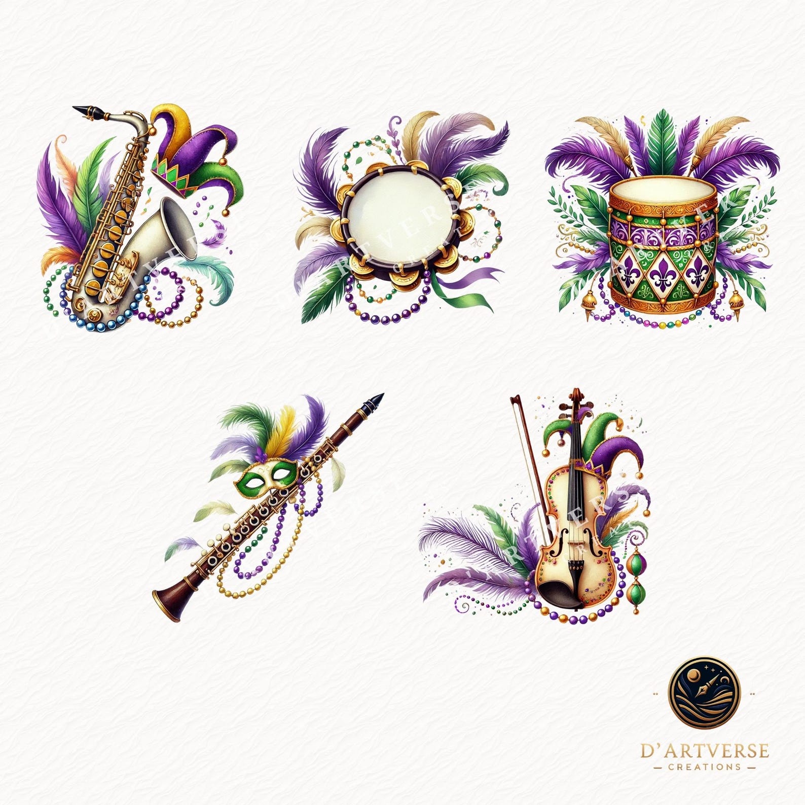 Mardi Gras Music Clipart Carnival Music Graphics Jazz Instrument ...
