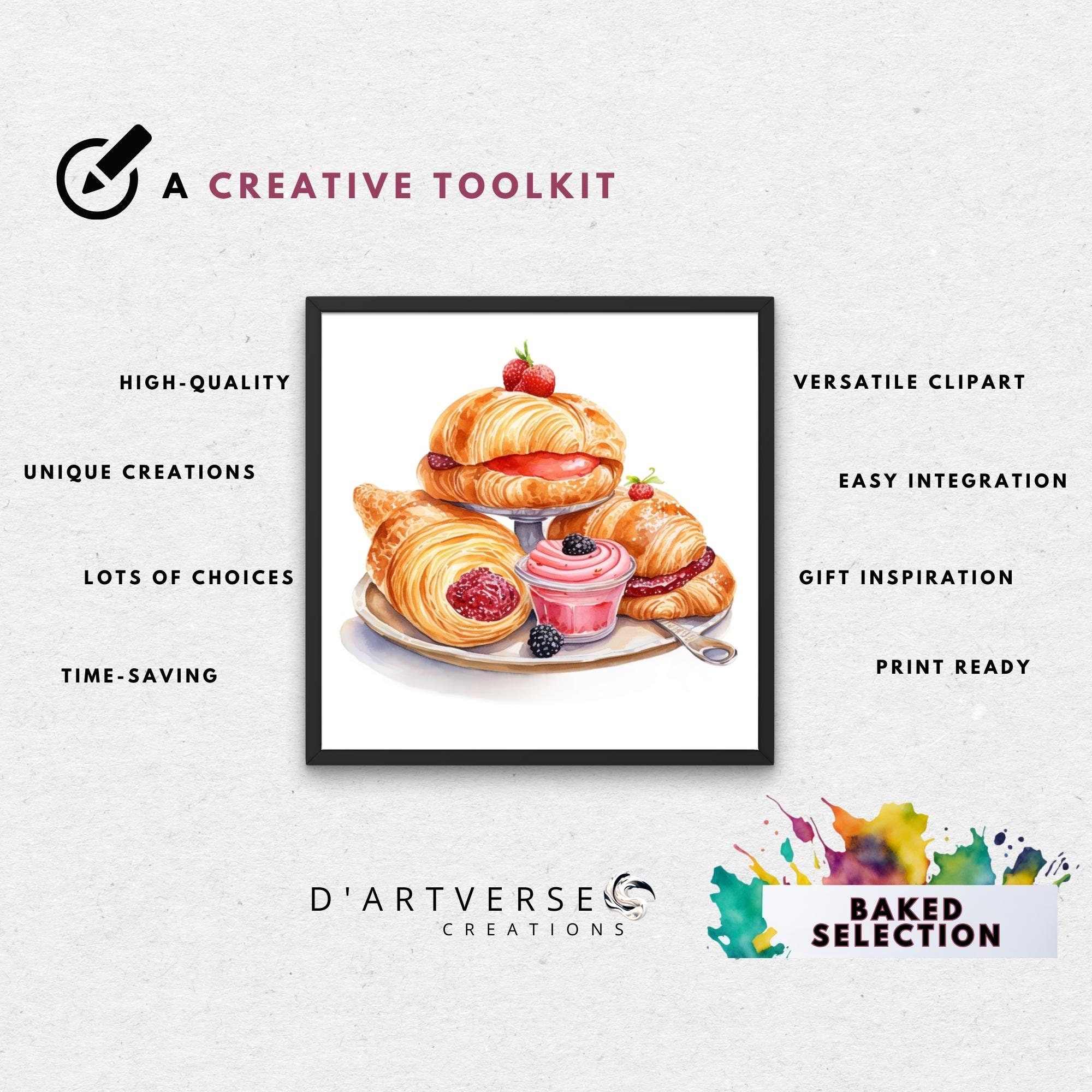 Watercolor Bakery Clipart Bread Croissant French Baguette Png - Etsy