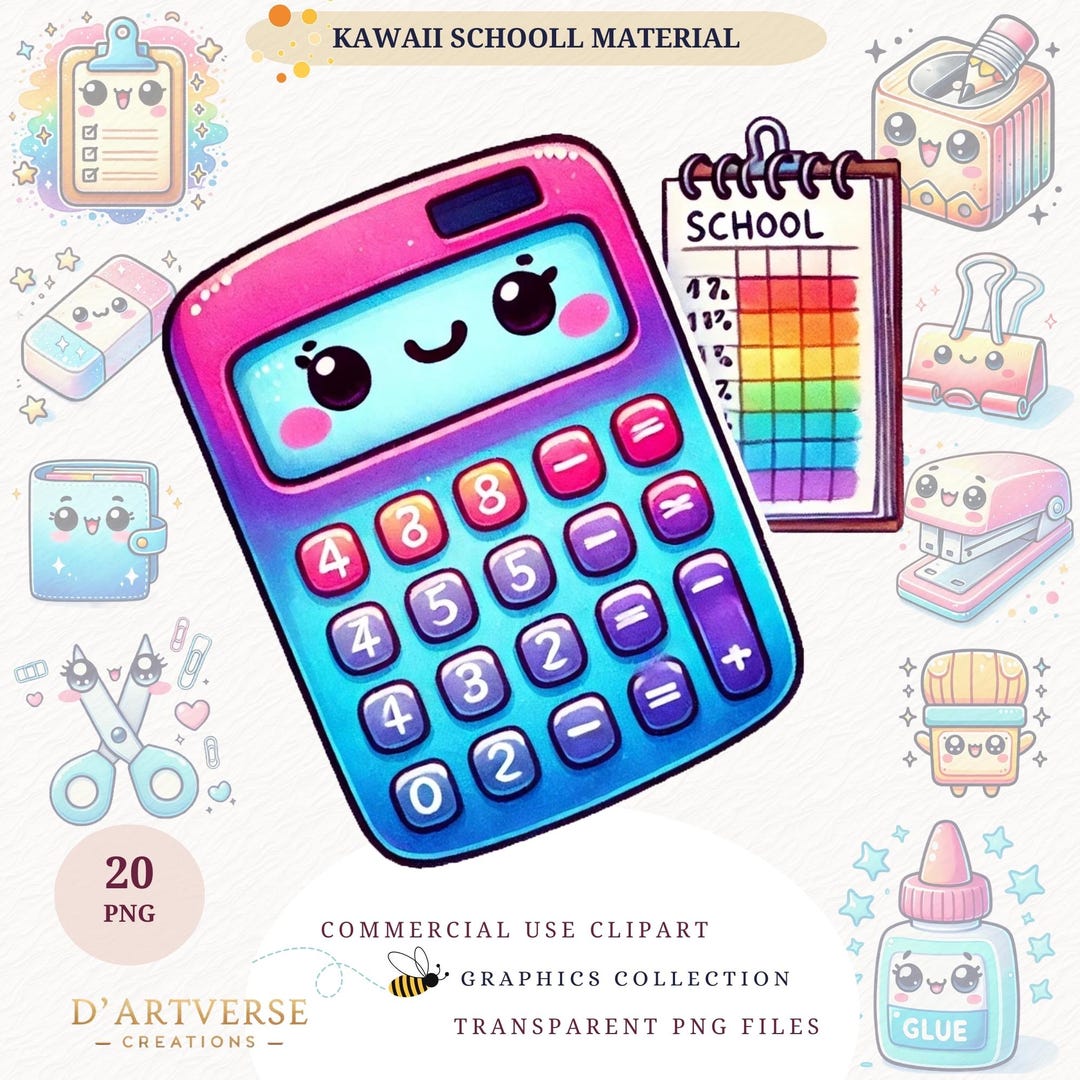 Kawaii School Clipart Cute Kids Graphics Back to School Classroom ...