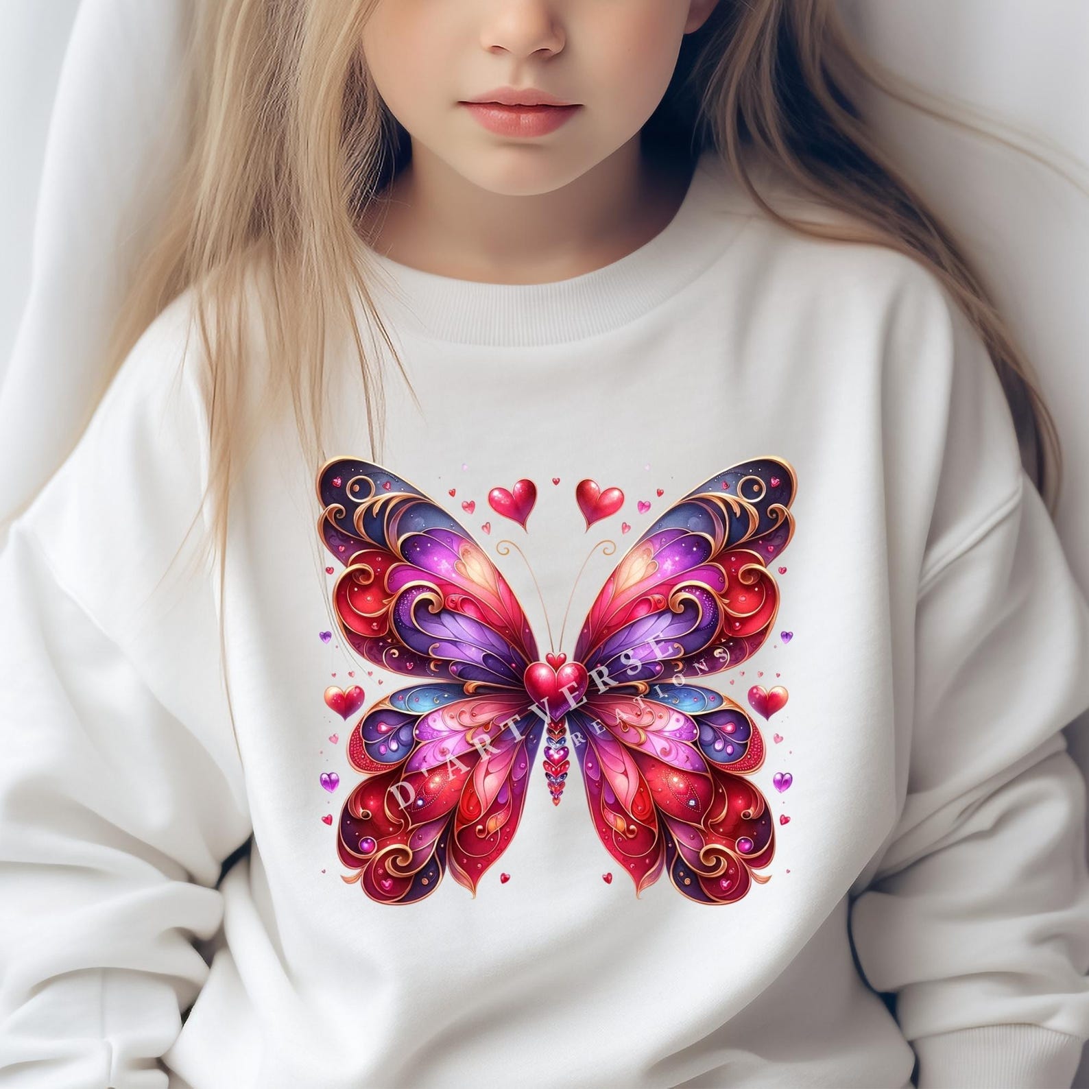 Valentine Heart Butterfly Clipart Watercolor Romantic Graphic ...