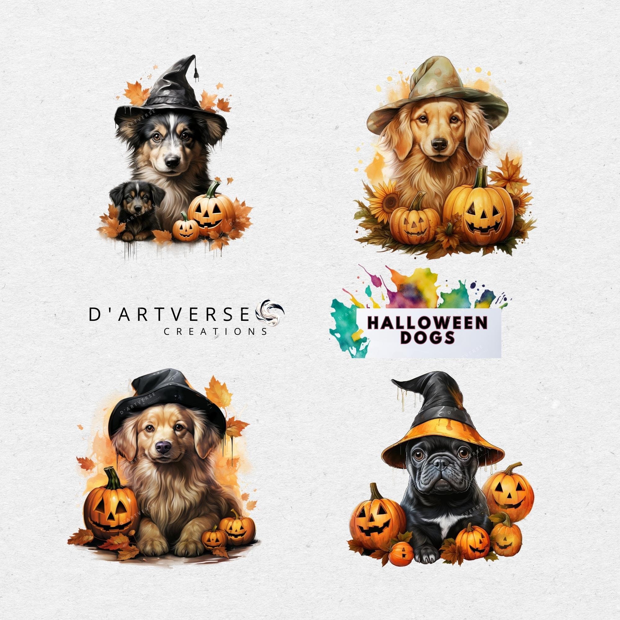 Dog Halloween Clipart Bundle Fall Season Pumpkins Art Decor - Etsy