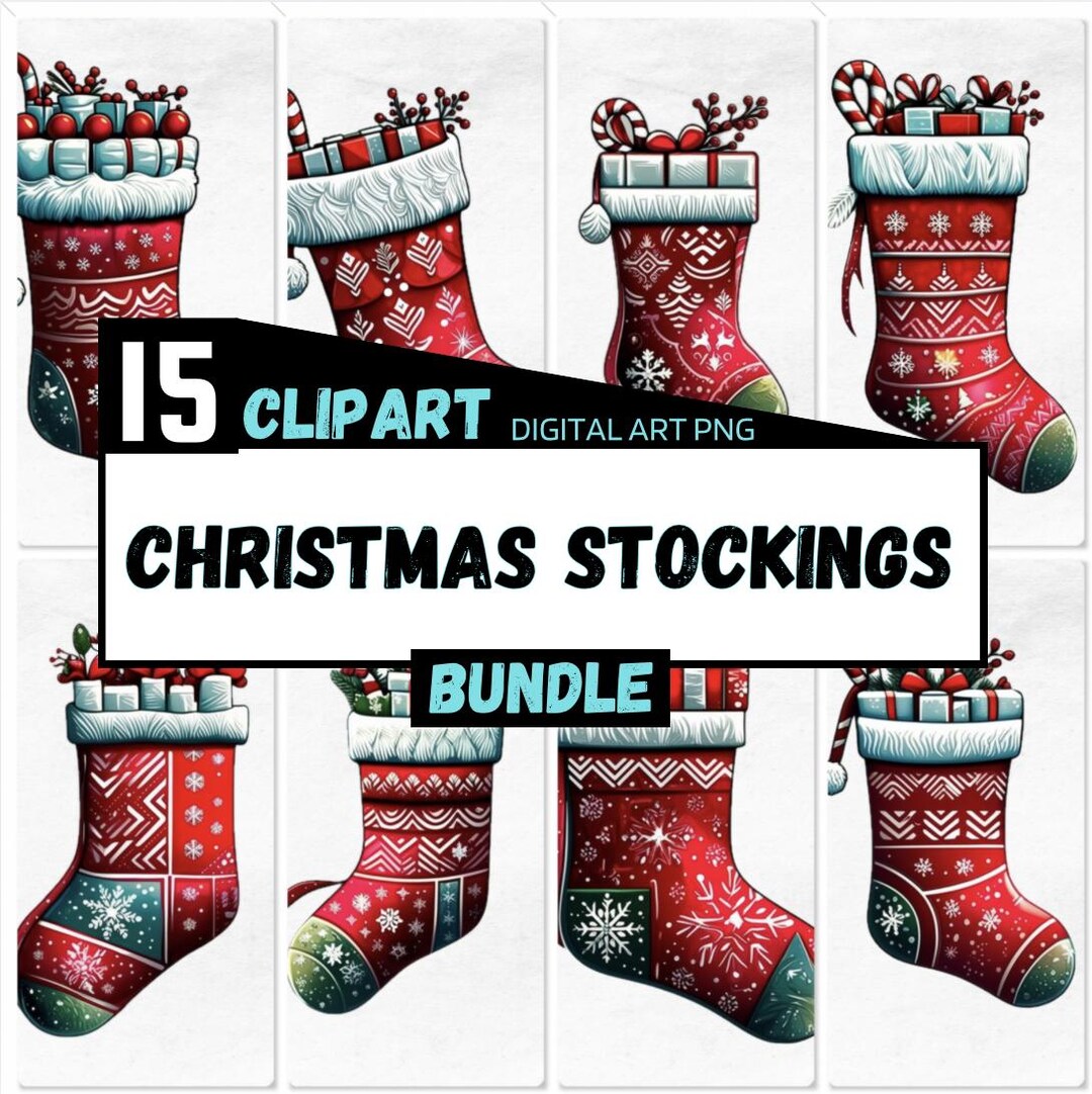 Christmas Stockings Clipart 15 PNG Bundle High Quality Transparent PNG ...