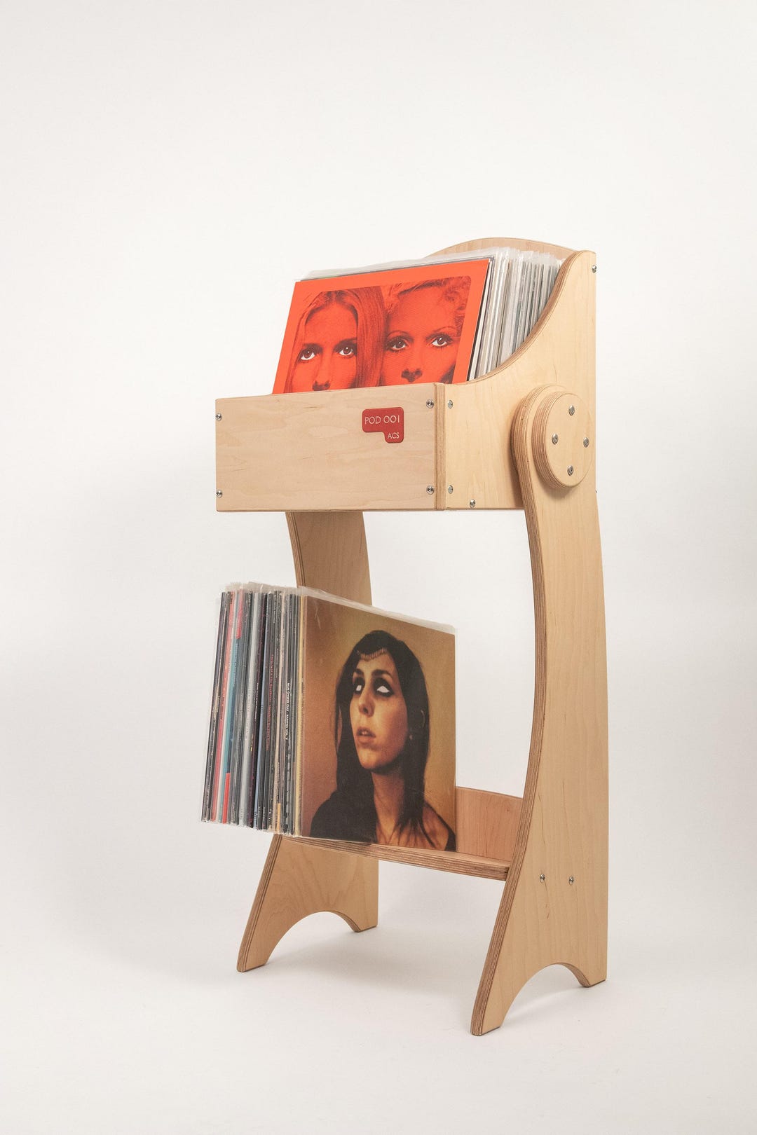 Vinyl Record Storage Stand – Minimalist Mid-century Modern Maple Media ...
