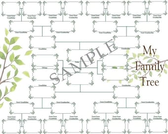 Fillable, Printable Family Tree Chart, 5 Generations - Etsy