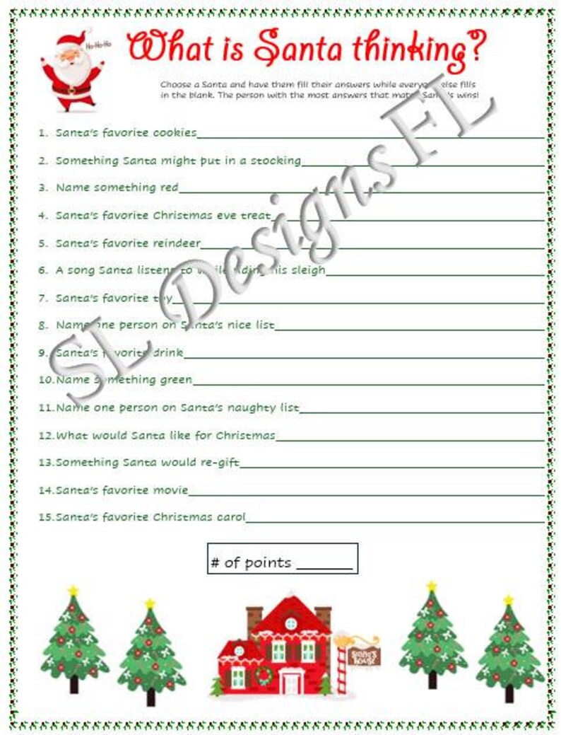 What is Santa Thinking Game, Family, Friends, Company Party, Christmas ...