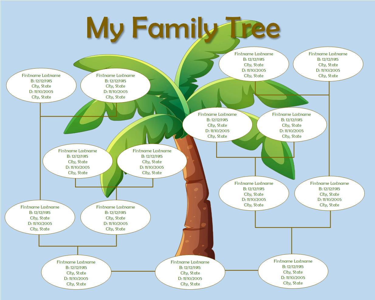 Fillable, Printable Family Tree Chart, 5 Generations - Etsy