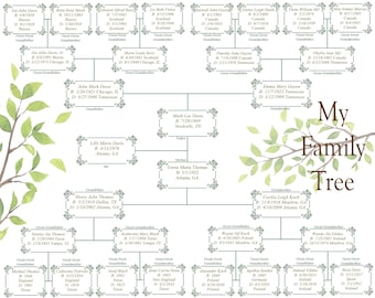 Fillable, Printable Family Tree Chart, 2 Siblings, 5 Generations - Etsy