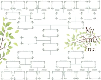 Fillable, Printable Family Tree Chart, 5 Generations - Etsy