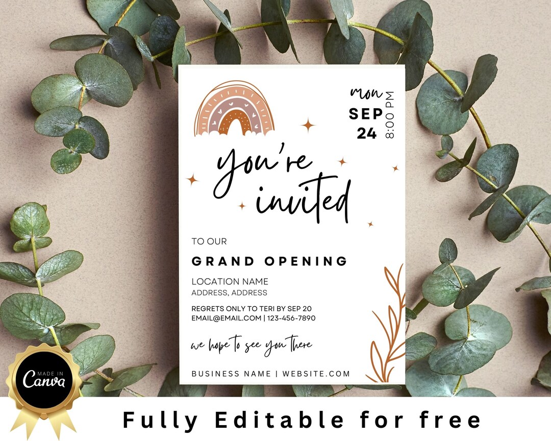 Boho Business Invitation Template, Special Event Invitation, Digital ...
