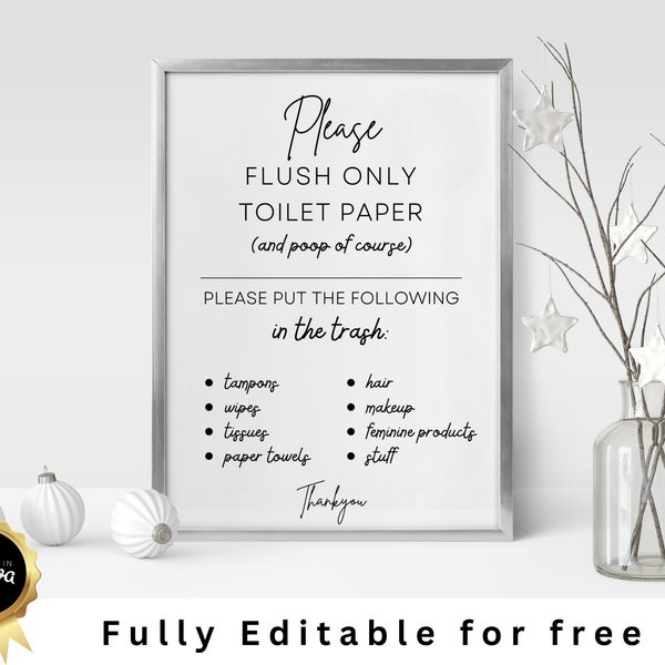 Printable Toilet Paper Only Sign - Etsy