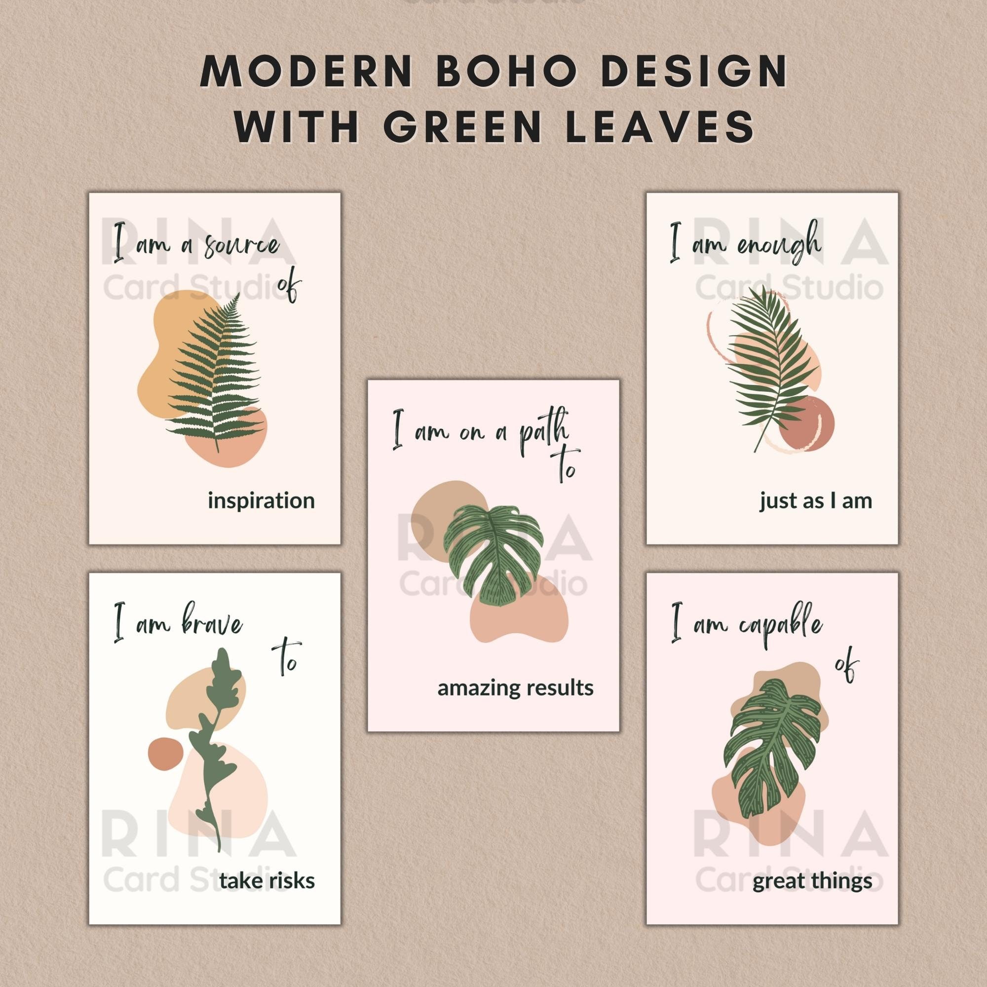 I AM Affirmations, 25 Printable Cards for Positive Mindset, Modern Boho ...