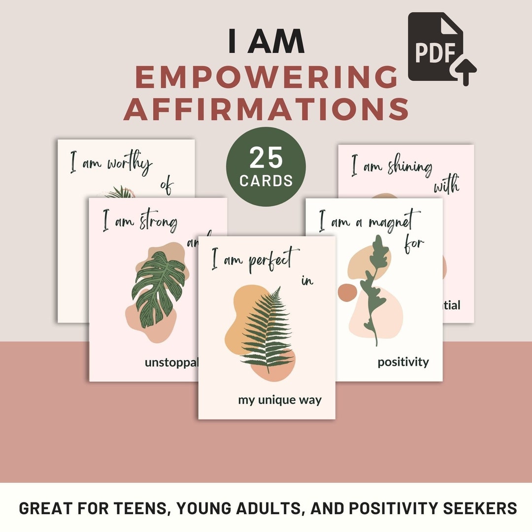 I AM Affirmations, 25 Printable Cards for Positive Mindset, Modern Boho ...