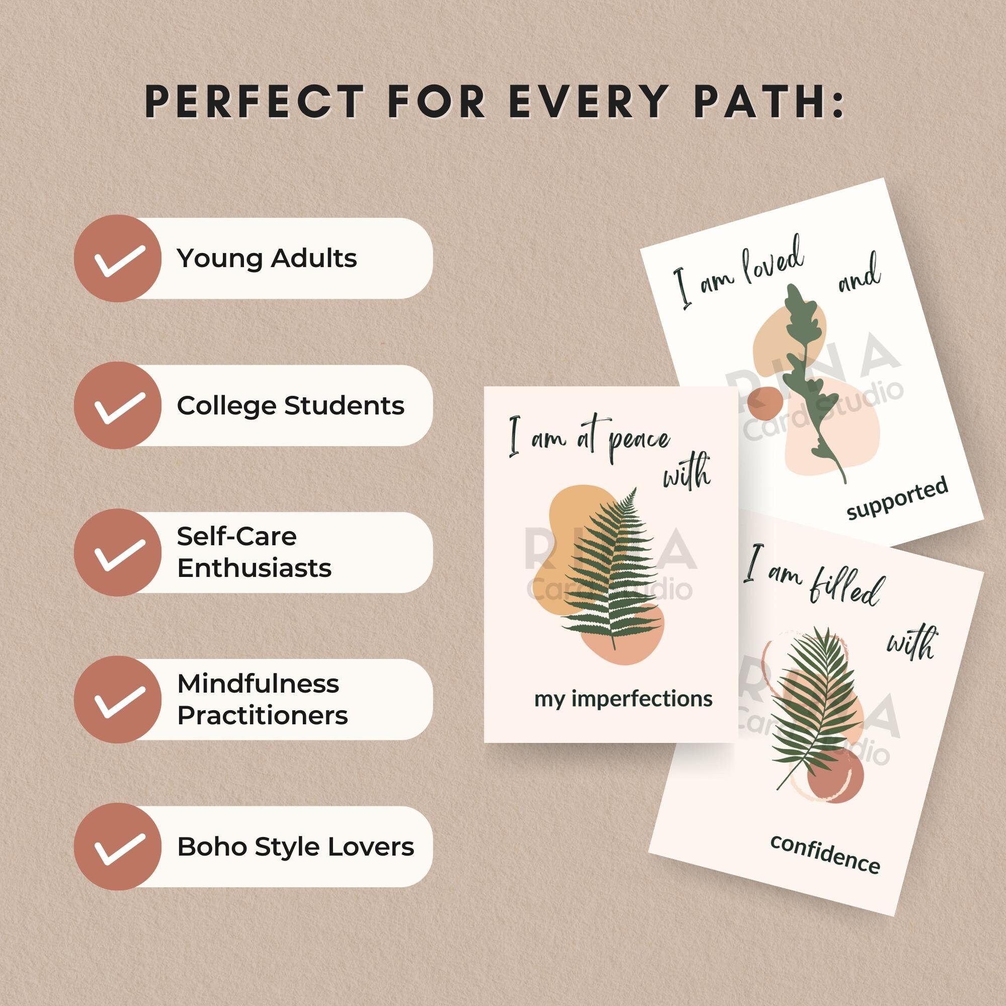 I AM Affirmations, 25 Printable Cards for Positive Mindset, Modern Boho ...