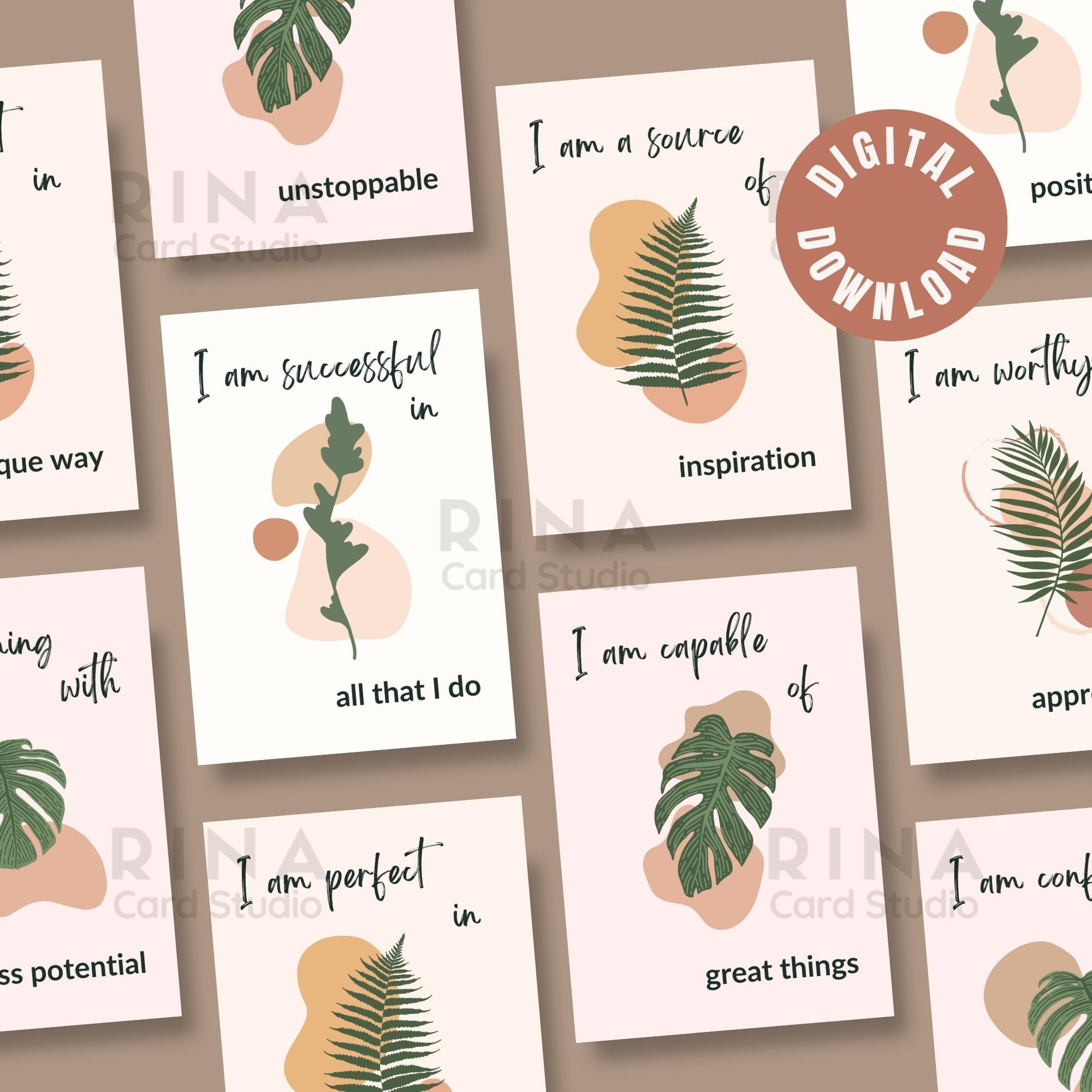 I AM Affirmations, 25 Printable Cards for Positive Mindset, Modern Boho ...