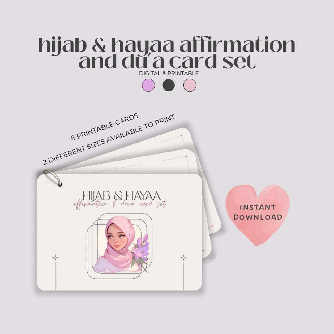Hijab & Hayaa Affirmation and Du’a Card Set — Islamic Confidence and ...
