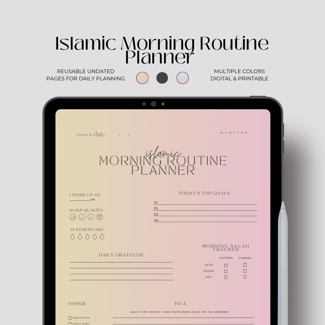 Digital Daily Islamic Morning Routine Planner for Muslim Women ...
