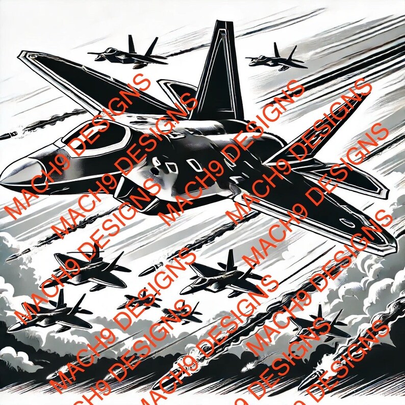 F-22 Fighter Jet Battle Scene SVG Military Aircraft Digital Download ...