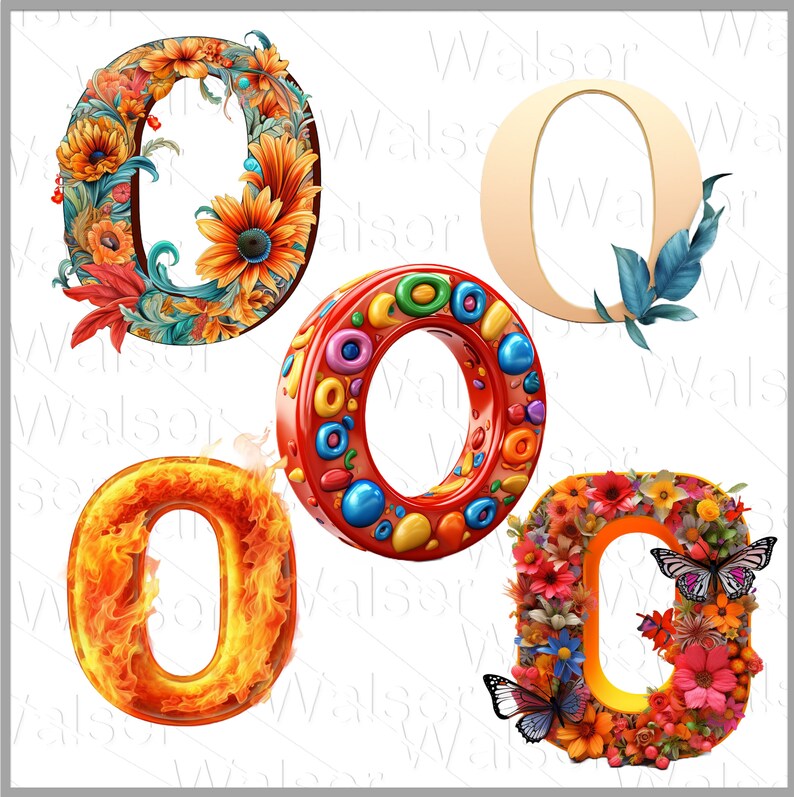 Letter O Clipart, BUNDLE of 10 High-quality, Unique Designs, Ready for ...