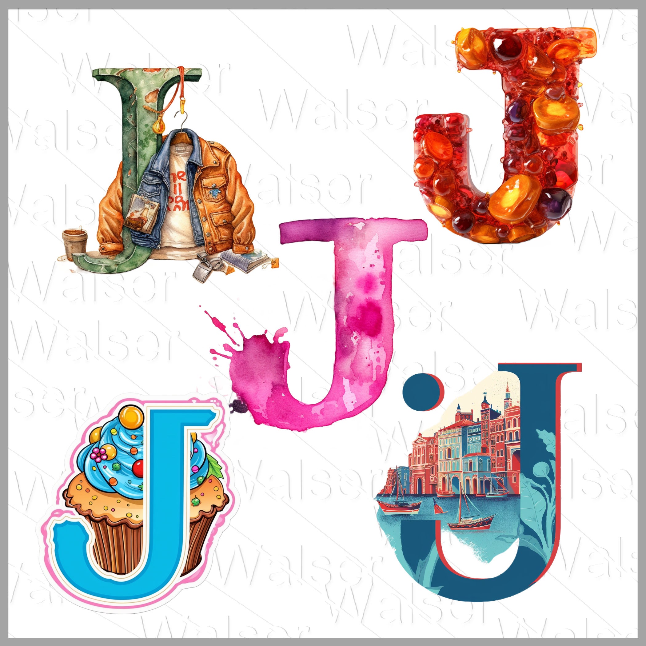 Letter J Clipart, BUNDLE of 10 High-quality, Unique Designs, Ready for ...