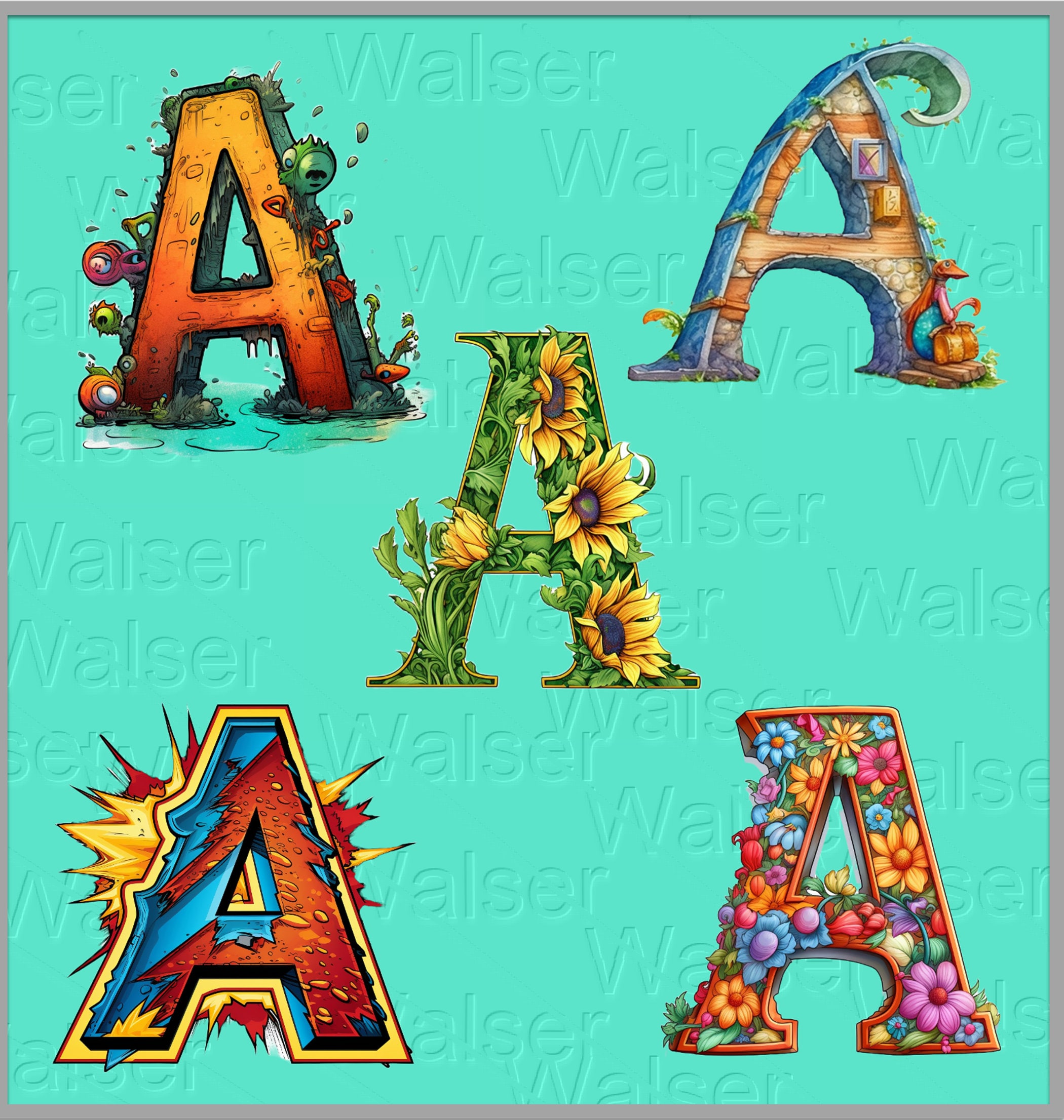 Letter A Clipart BUNDLE of 10 High-quality Unique Designs - Etsy