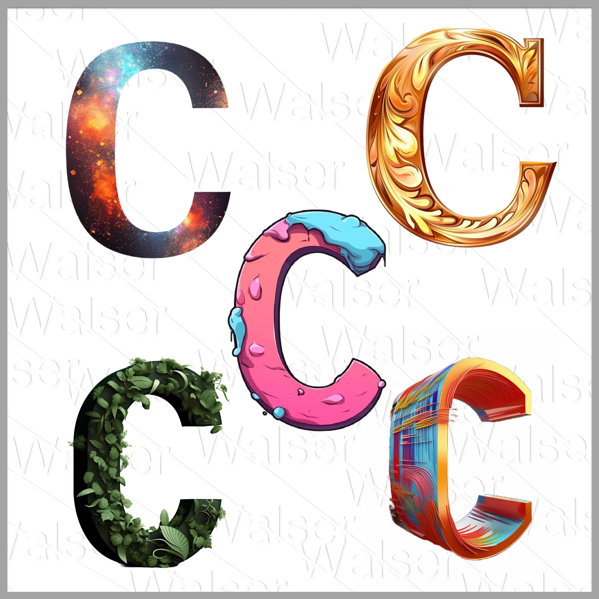 Letter C Clipart, BUNDLE of 10 High-quality, Unique Designs, Ready for ...