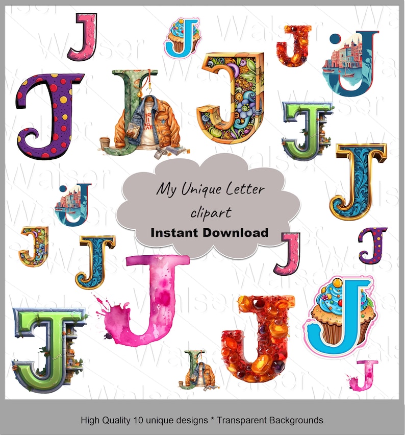 Letter J Clipart, BUNDLE of 10 High-quality, Unique Designs, Ready for ...