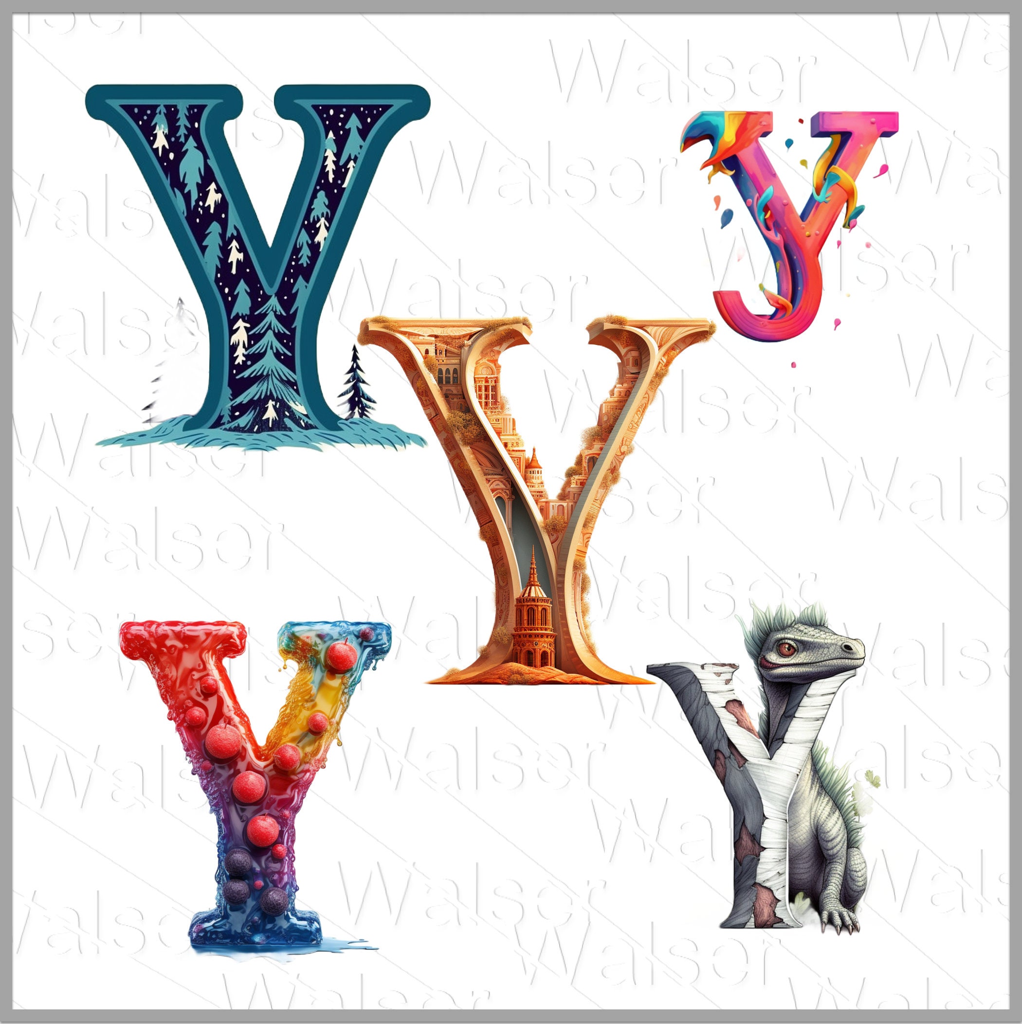Letter Y Clipart, BUNDLE of 10 High-quality, Unique Designs, Ready for ...