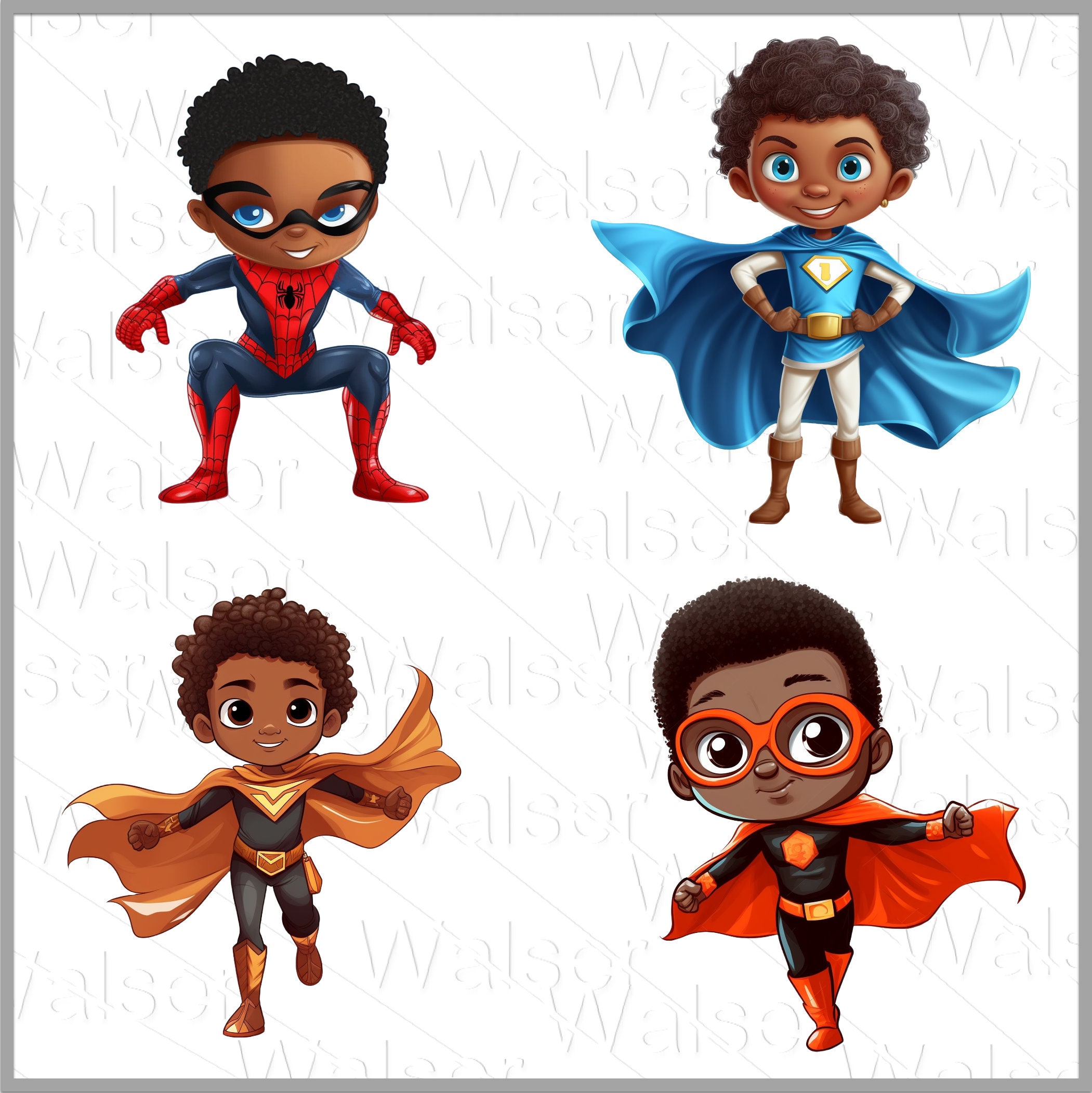 Superhero Kids, BUNDLE of 10 High-quality, Unique Designs, Ready for ...