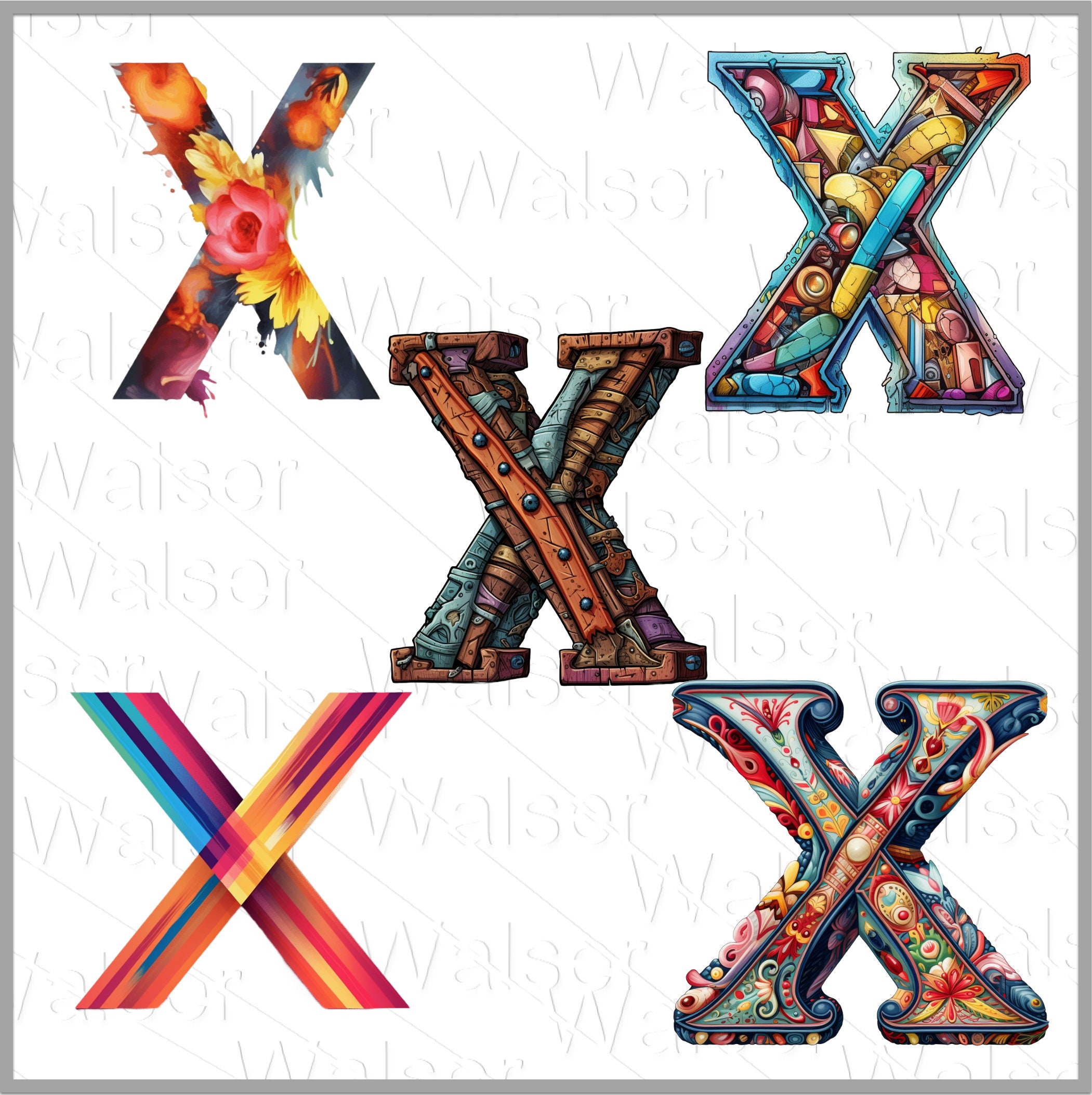 Letter X Clipart, BUNDLE of 10 High-quality, Unique Designs, Ready for ...