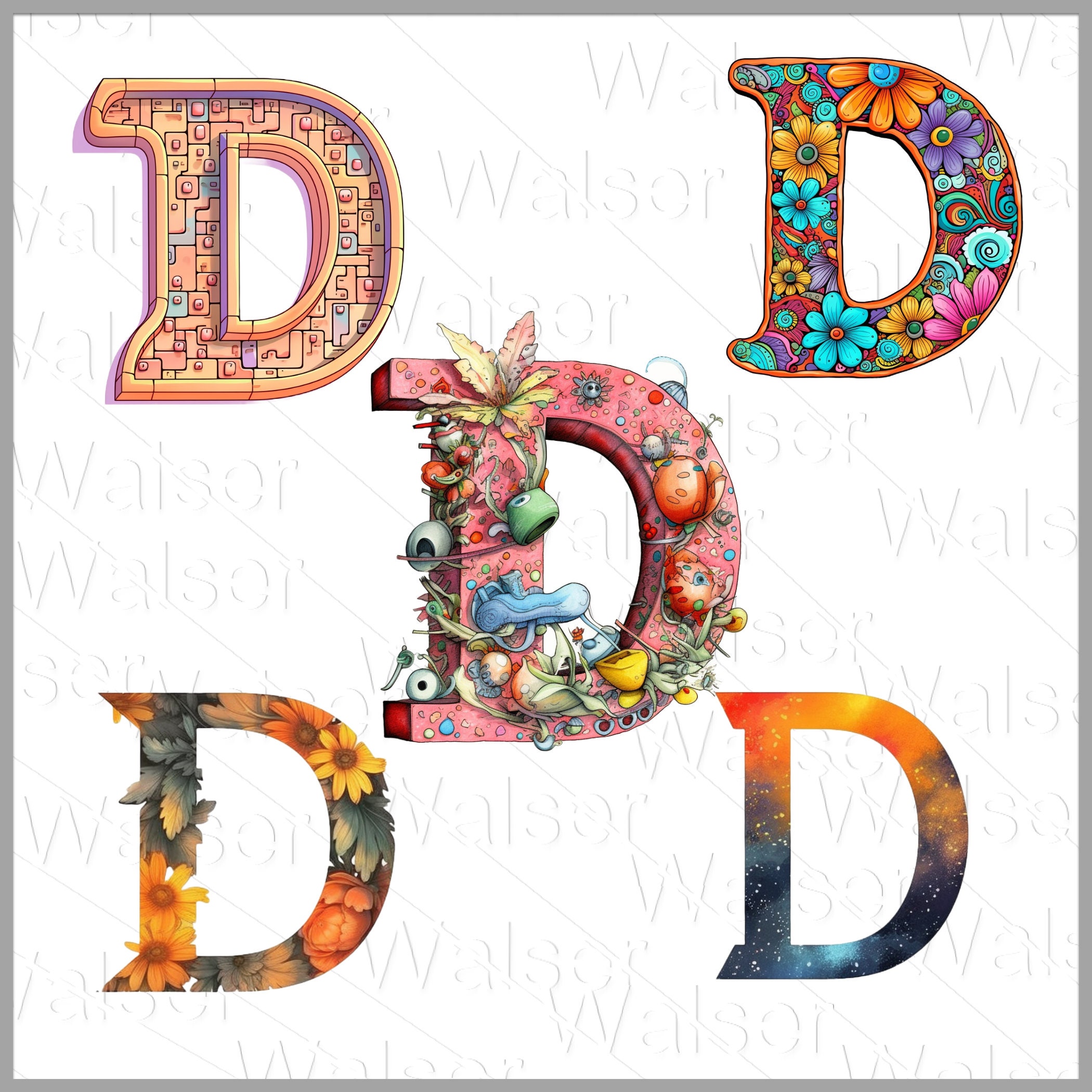 Letter D Clipart, BUNDLE of 10 High-quality, Unique Designs, Ready for ...