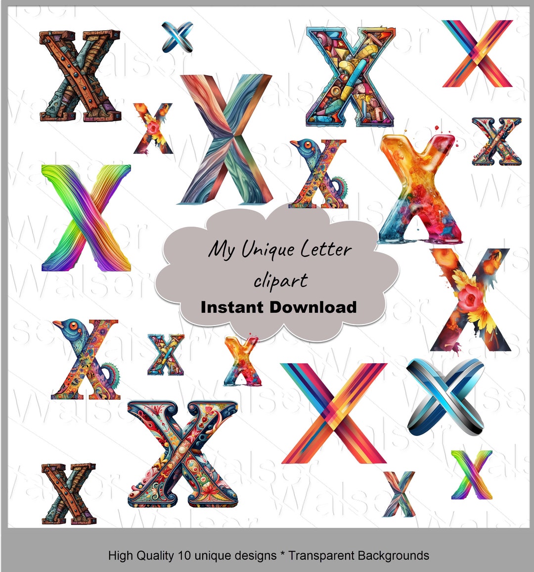 Letter X Clipart, BUNDLE of 10 High-quality, Unique Designs, Ready for ...