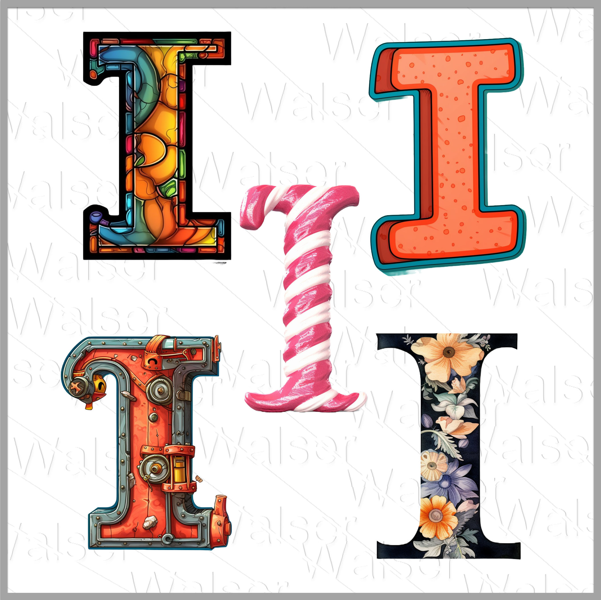 Letter I Clipart, BUNDLE of 10 High-quality, Unique Designs, Ready for ...