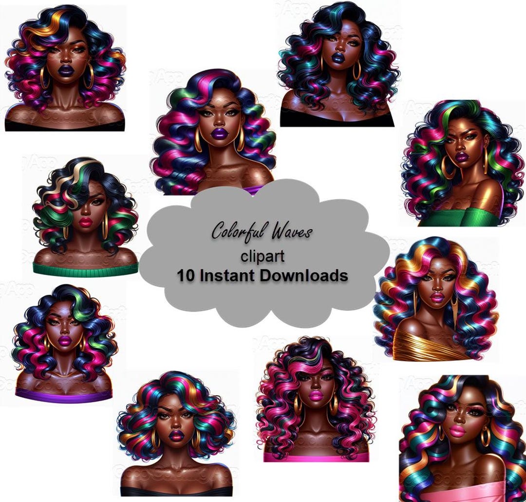 12 Clip Art Bundle | Black Women PNG Files | Transparent Background ...