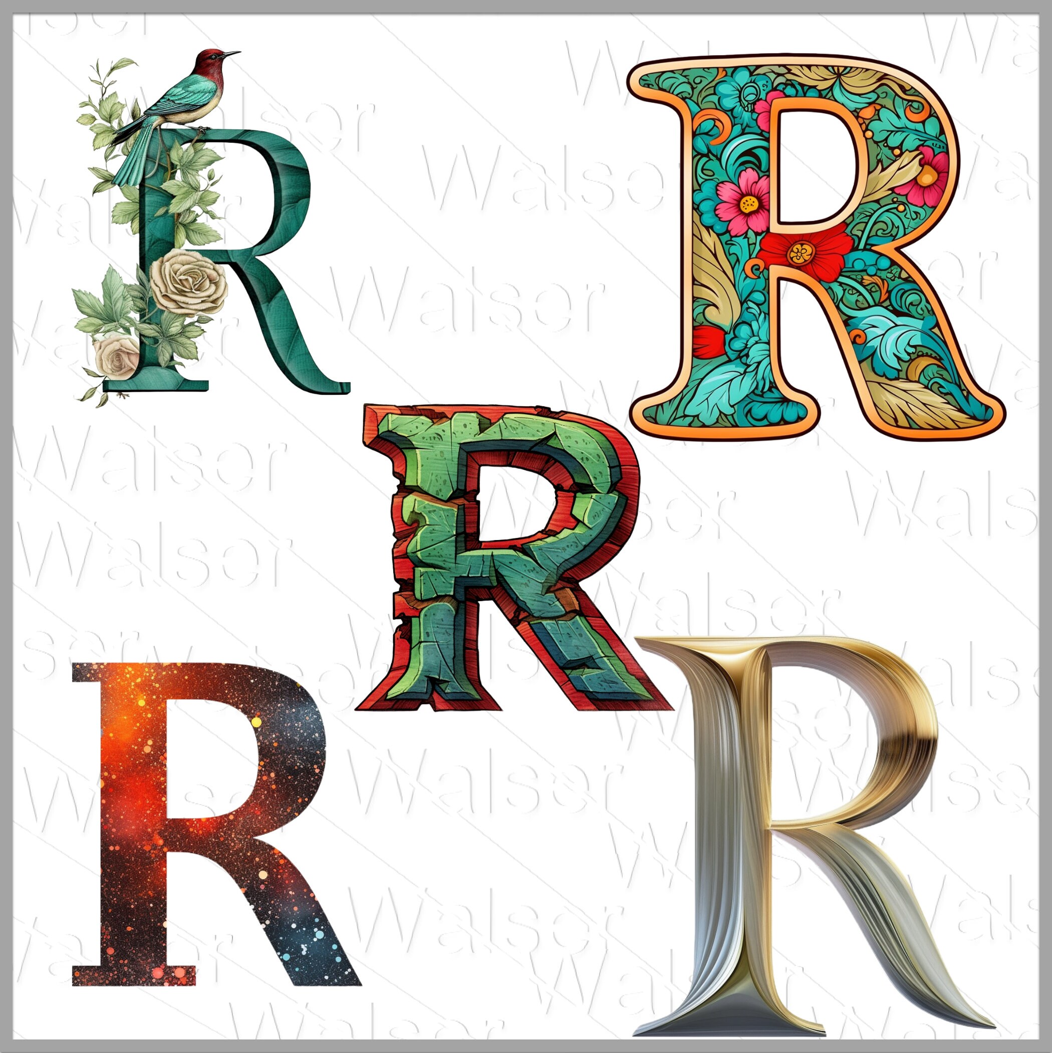 Letter R Clipart, BUNDLE of 10 High-quality, Unique Designs, Ready for ...