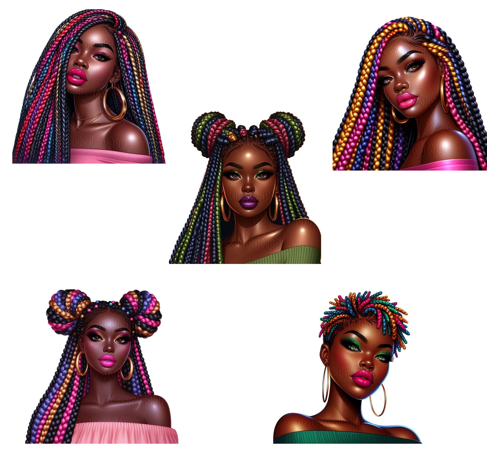 Clip Art Bundle | Black Women PNG Files | Transparent Background | PLR ...