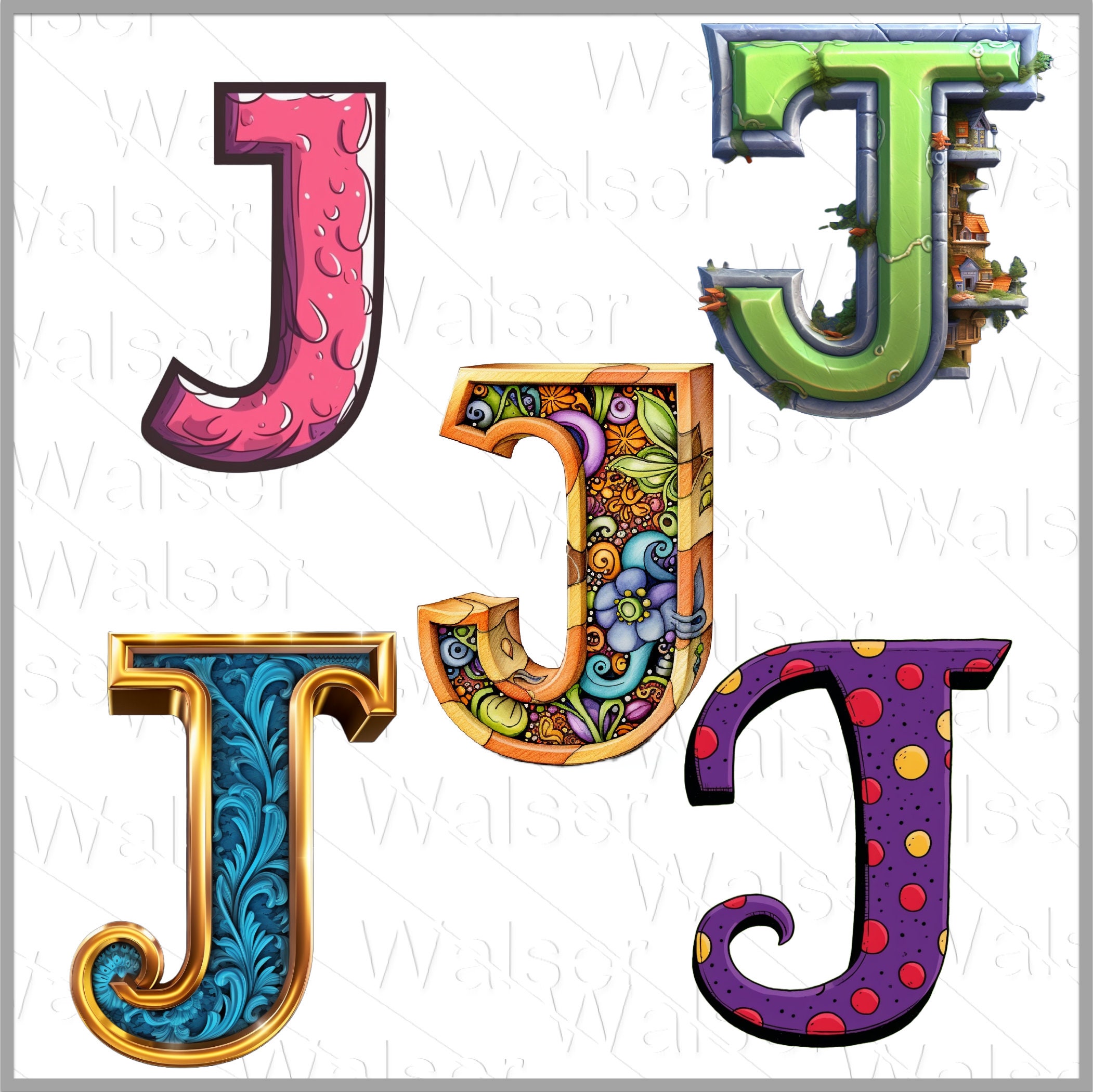 Letter J Clipart, BUNDLE of 10 High-quality, Unique Designs, Ready for ...