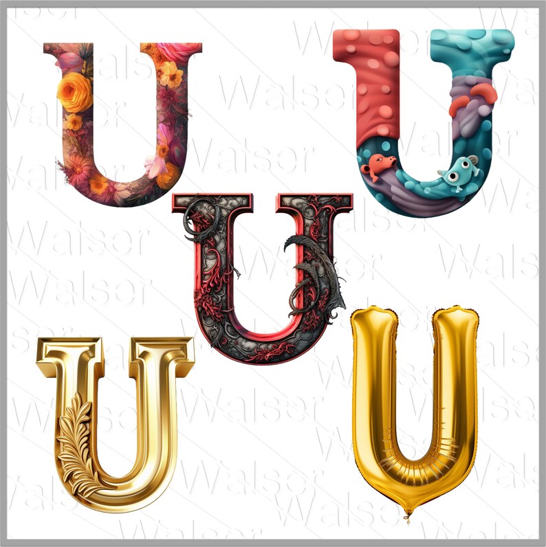 Letter U Clipart, BUNDLE of 10 High-quality, Unique Designs, Ready for ...