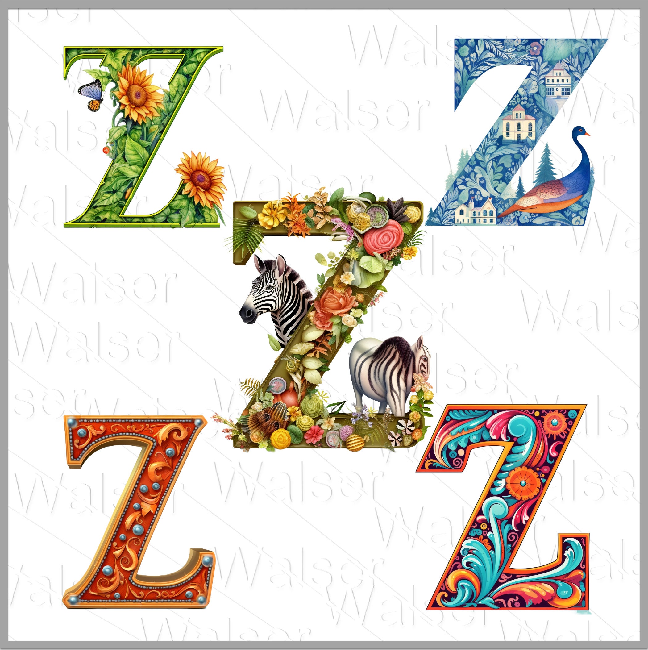 Letter Z Clipart, BUNDLE of 10 High-quality, Unique Designs, Ready for ...