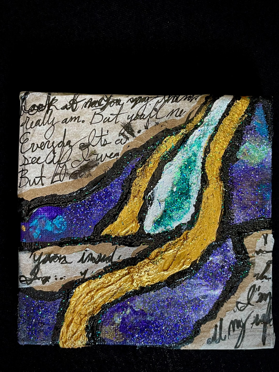 Abstract Acrylic/glitter Collage Painting on Canvas Gem - Etsy