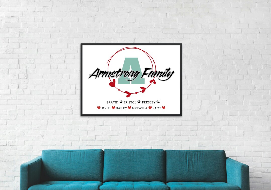 Custom Personalized FAMILY NAMES Wall Art - Add/delete Names & Number ...